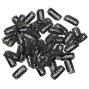 Lusofie 50Pcs Snap Wig Clips 6-Teeth U-shape Hair Extension Clips to Secure Wig No Sew With Silicon Rubber Wig Clips for Hair Extensions Hairpiece Wig Accessories(Black)