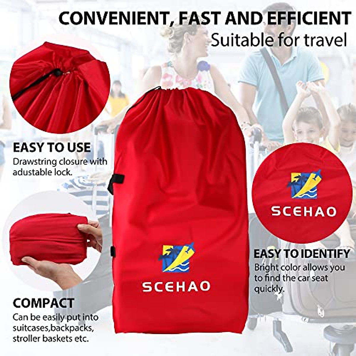 Car Seat Travel Bag,Stroller Bag for Airplane,Stroller Travel Bag for Standard & Double Strollers(Red)