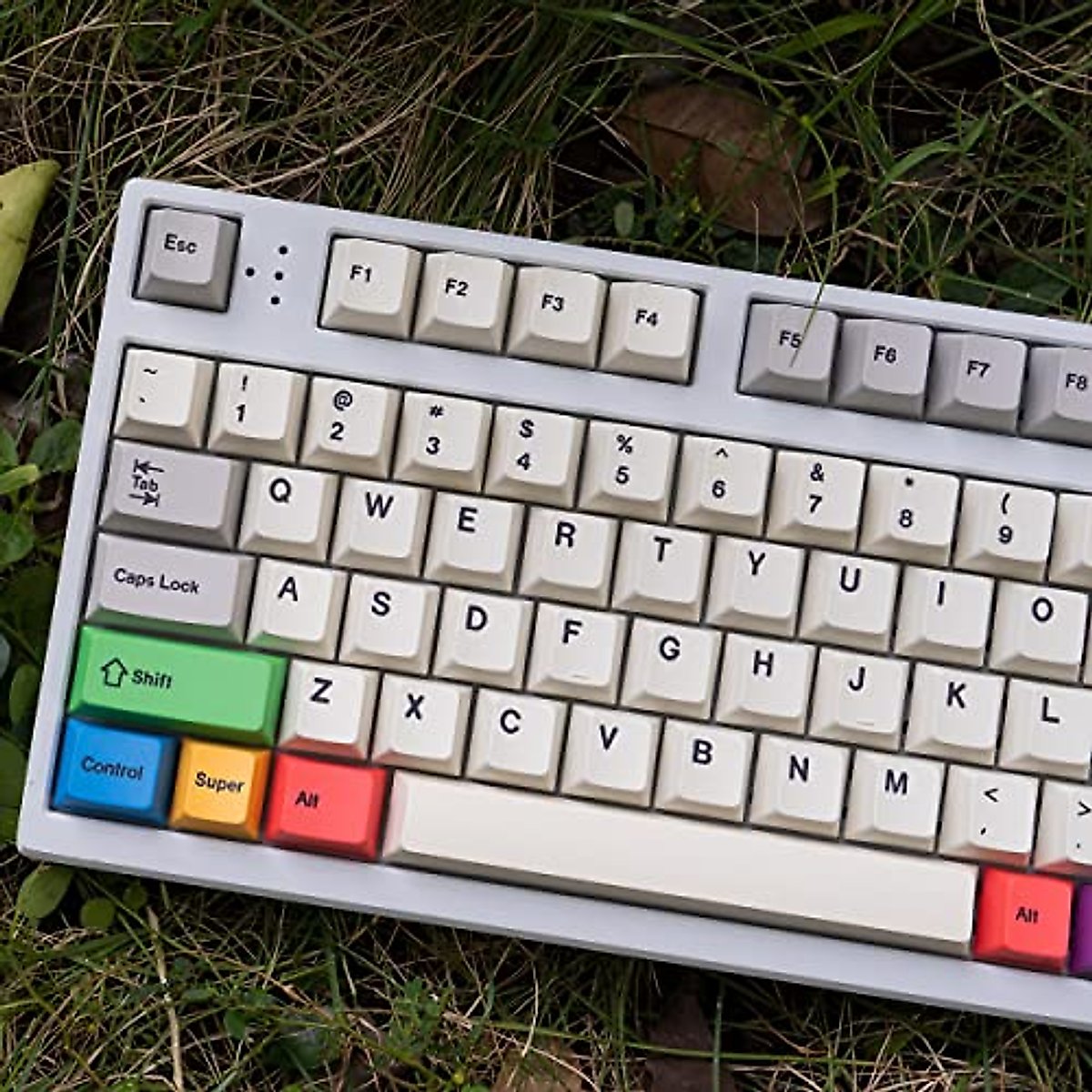 PBT Grey White Keycaps Set Cherry Profile 141 Keys Custom Dye-Sub Keyboard Keycaps for 60% 65% 70% 100% Cherry Gateron MX Switches Mechanical Keyboards
