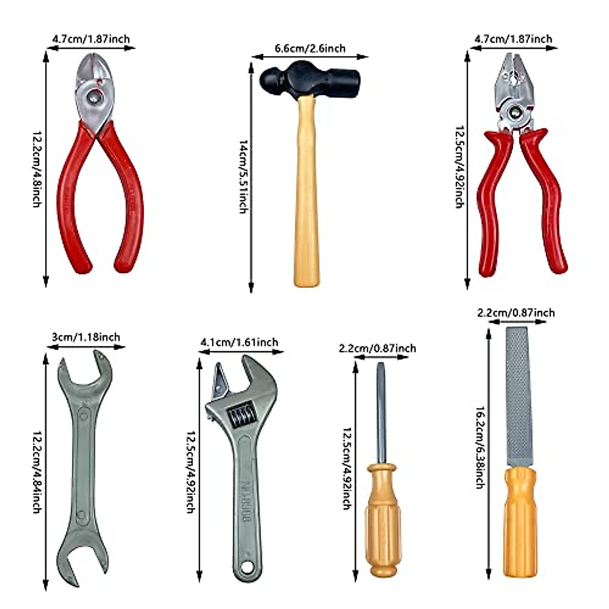 18PCS Tools Cake Topper Tools Cake Decorations Toolbox Wrench Hammer Mechanic Drill Plier Handsaw Tape Measure Screwdrivers Themed Happy Birthday Party Decor