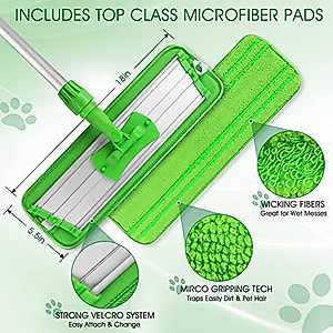 HOMEXCEL Microfiber Mop Floor Cleaning System,18-inch Dust Mop with 2 Reusable Pads for Hardwood,Tile and Vinyl,360-Spin Floor Mop Head & Extendable Handle Household Cleaning Tools for Home&Office