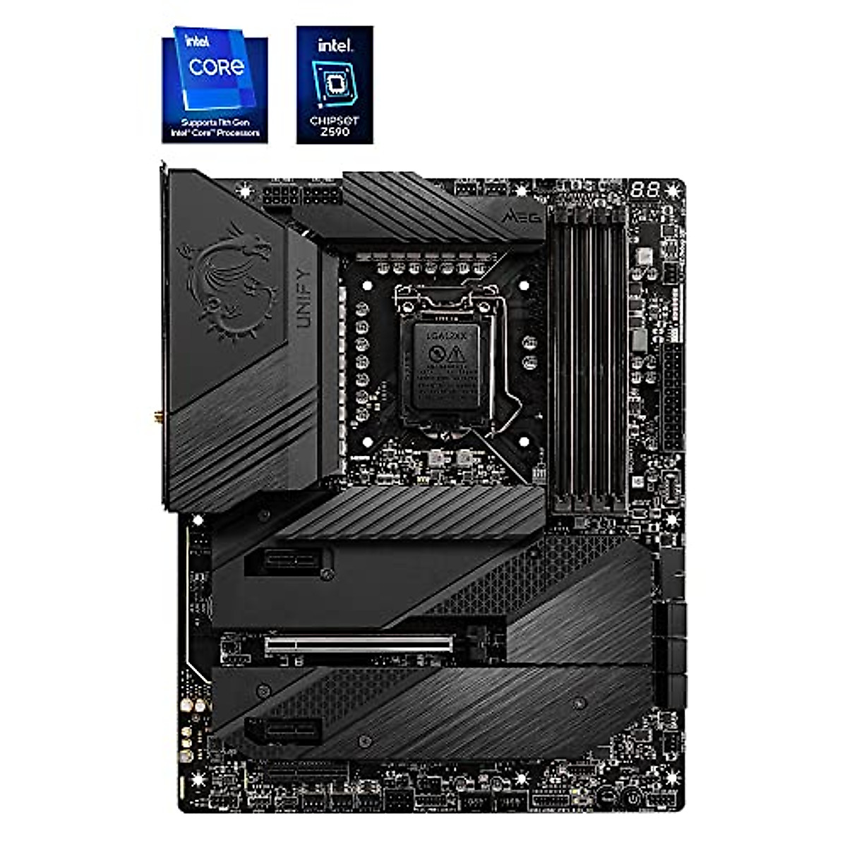 MSI MEG Z590 Unify Gaming Motherboard (ATX, 11th/10th Gen Intel Core, LGA 1200 Socket, DDR4, PCIe 4, SLI/CFX, M.2 Slots, Wi-Fi 6E)