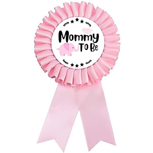 PATICARRY Elephant Themed Tinplate Badge Set, Light Pink and Blue Satin, Perfect for Baby Shower