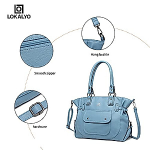 LOKALYO Roomy Fashion Hobo Womens Handbags Ladies Purse Satchel Shoulder Bags Tote Vegan Leather Bag Travel bags(SKY Blue)