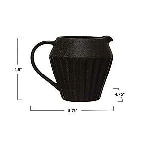 Creative Co-Op 14 oz. Stoneware, Reactive Glaze, Matte Black Finish Pitcher, 4.5"