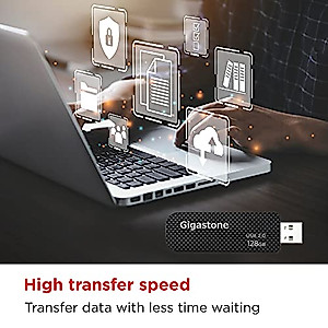 Gigastone V30 128GB USB 2.0 Flash Drive 5-Pack, Capless Retractable Design Pen Drive, Carbon Fiber Style, Reliable Performance & Durable