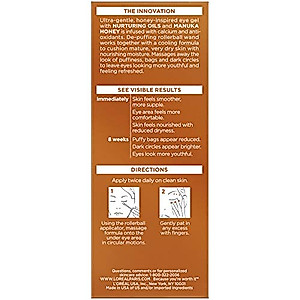 L'Oreal Paris Skincare Age Perfect Hydra Nutrition Eye Gel with Manuka Honey and Nurturing Oils, Eye Treatment Gel for Dry Skin, de-puffing rollerballs to Reduce Puffy Eyes, Paraben Free, 0.5 fl. oz.