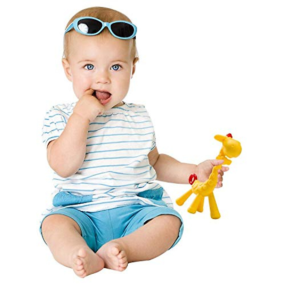SHARE&CARE BPA Free Silicone Giraffe Baby Teether Toy with Storage Case, for 3 Months Above Infant Sore Gums Pain Relief and Baby Shower, Baby Teething Toys (Yellow)