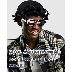 Babalet Halo Turban for Men Women Satin Lined Durag Head Wraps Scarf Skull Cap Pre-Tied Twist Sleeping Bonnet, Black