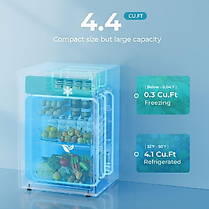 EUHOMY 4.4 Cu.Ft Mini Fridge with Freezer, Single Door Compact Refrigerator, Adjustable Thermostat, Mini Refrigerator Energy Saving, Mini fridge for Bedroom, Dorm, Office, Black