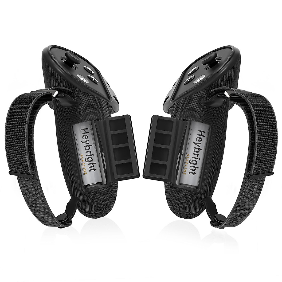 AMBISON Upgraded Controller Grips Cover for Oculus Meta Quest 3S/3 Accessories,with Adjustable Nylon Active Knuckle Straps&Battery Opening Protector,Anti Throw Relax Hands Enhance Holding (Black)