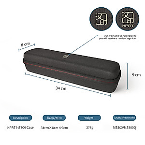 HPRT Hard EVA Storage Case MT800 MT800Q Mobile A4 Thermal Printer, Portable Printer Carry Case, Black Compact and Lightweight, Waterproof and Shock Proof