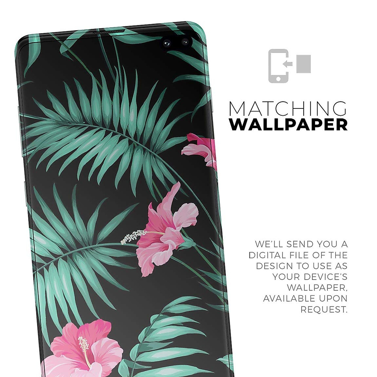 DesignSkinz Tropical Mint and Vivid Pink Floral Protective Vinyl Decal Wrap Skin Cover Compatible with The Samsung Galaxy S20 (Screen Trim & Back Glass Skin)