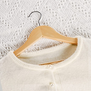 TOPIA HANGER Wooden Hangers 30 Pack, Natural Wood Clothes Hangers, Durable Coat Hanger with 360-Degree Rotatable Hook, Non-Slip Pants Bar and Shoulder Notches for Camisole Tops-CT34N30