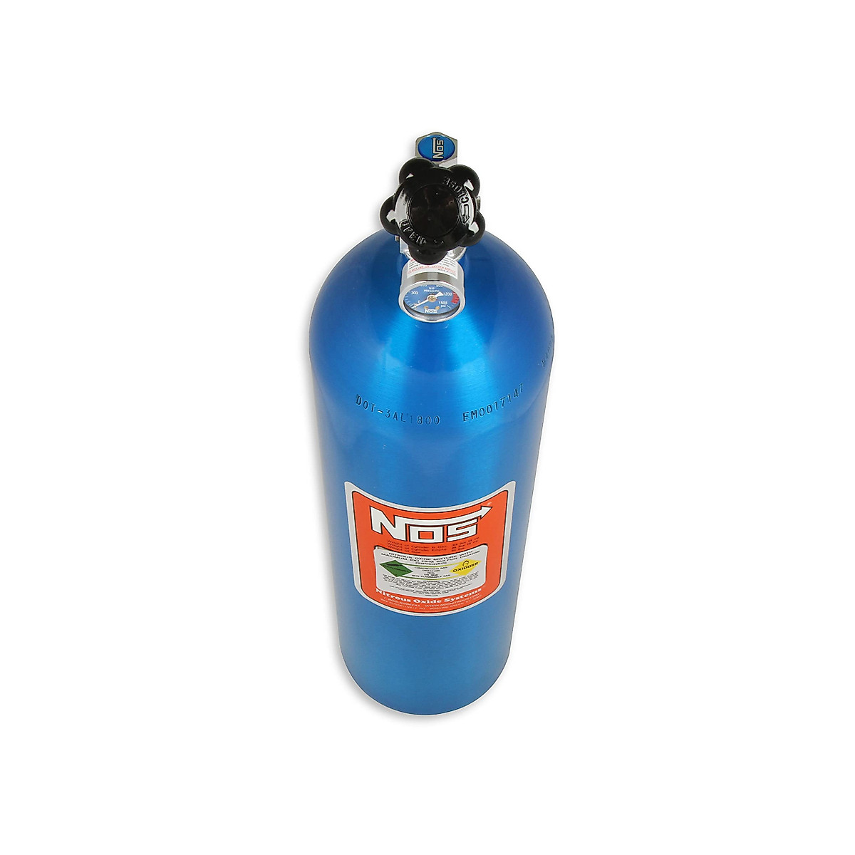 NOS 14750NOS Electric Blue Aluminum 15-pound Nitrous Bottle with Hi-Flow Valve