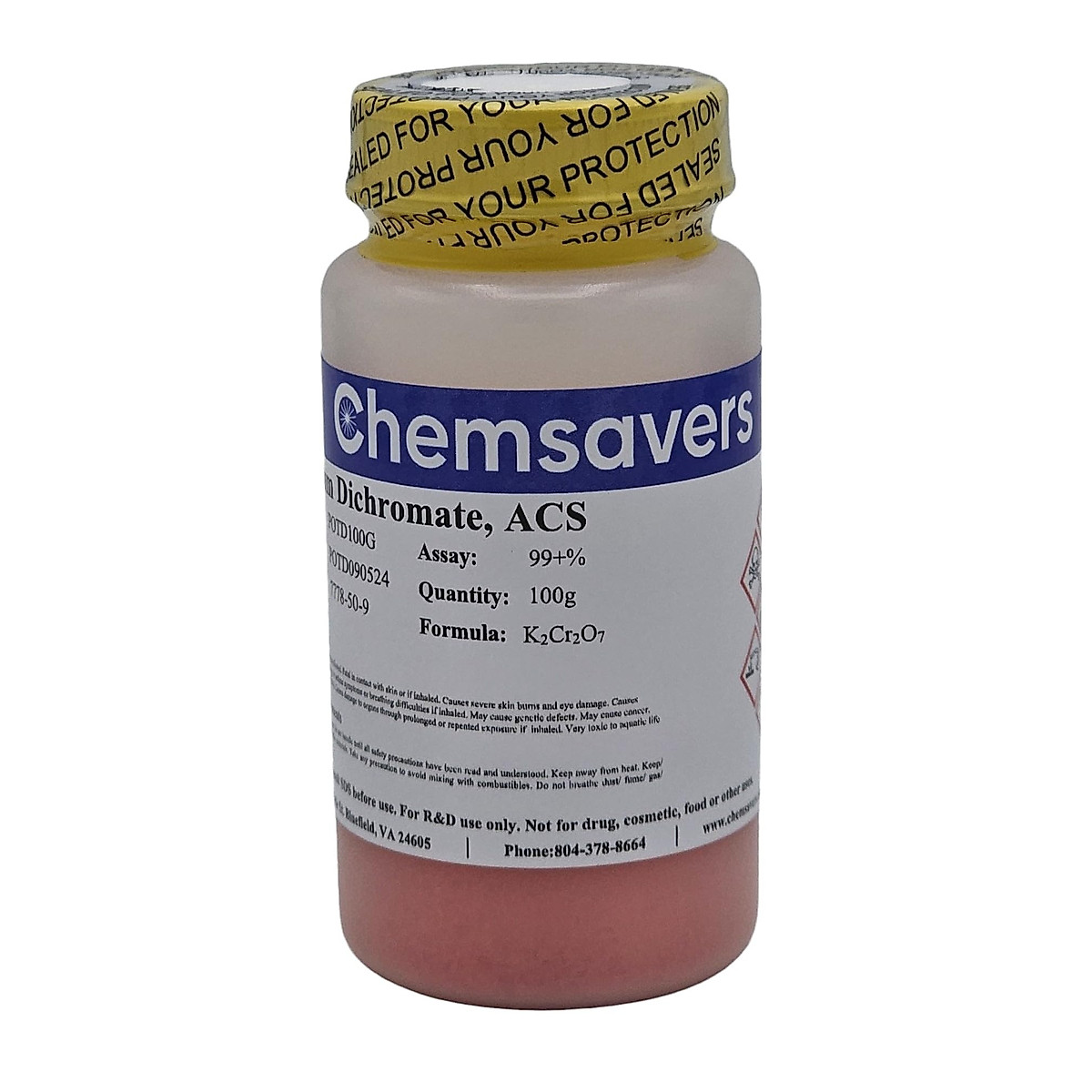 Potassium Dichromate, ACS, 99+%, 100g