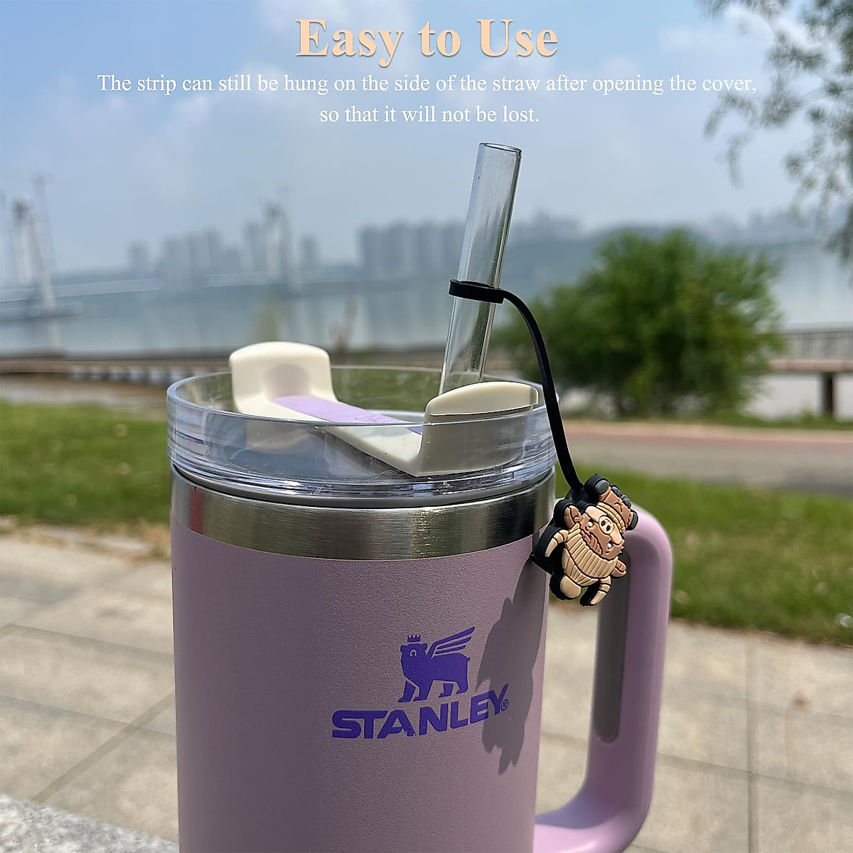 Amreich Highland Cow Straw Topper for Stanley Cup - Cute Animal Straw Cover Cap for Almond Rose 30 40 oz Tumblers 10mm Stanley Straw Accessories