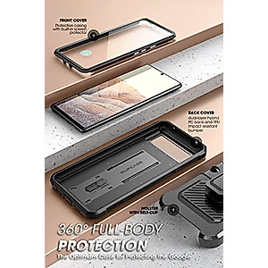 SUPCASE UB Pro Case for Google Pixel 6A (2022 Release), [Extra Front Frame] Full-Body Dual Layer Rugged Belt-Clip & Kickstand Case with Built-in Screen Protector (Black)