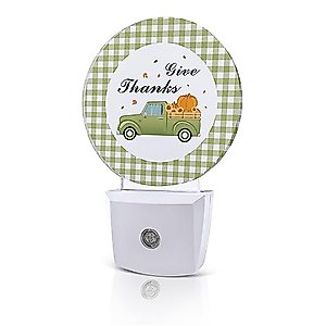 Night Light Plug into Wall, LED Nightlights Thanksgiving Green Truck Pull Pumpkin Small Nightlight Auto Dusk-to-Dawn Sensor Lamp LED Night Lights for Kid's Bedroom, Bathroom
