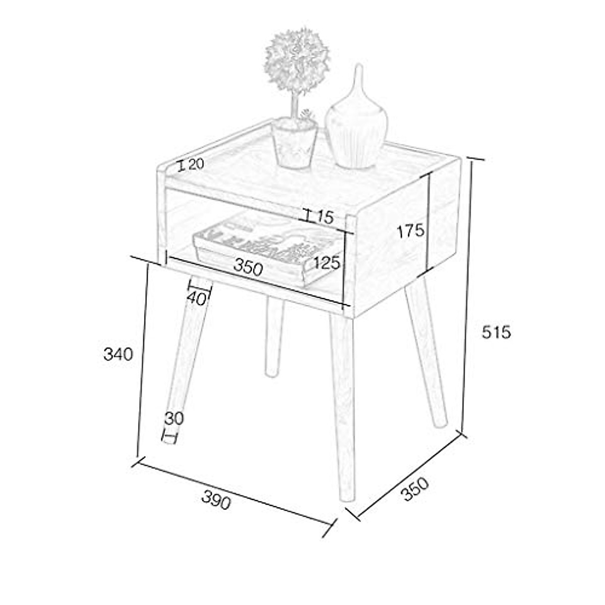 SJYDQ End Table, Stackable Nightstand, with 1 Front Storage Compartments, Wood Look Accent