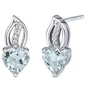 Peora 925 Sterling Silver Heart Stud Earrings for Women in Various Gemstones, Hypoallergenic Heart Shape 6mm, Friction Backs