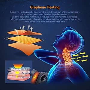 Cozyhealth Neck Stretcher for Neck Pain Relief, Heated Cervical Traction Device Pillow with Graphene Heating Pad, Neck and Shoulder Relaxer for TMJ Pain Relief and Cervical Spine Alignment (Black)