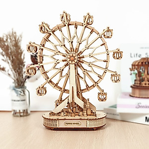 3D Wooden Puzzle for Adults Teens Ferris Wheels Music Model Kits for Boys and Girls DIY Crafts Kits Brain Teaser Puzzle for Kids Christmas/Birthday Gifts