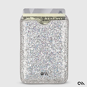 Case-Mate Magnetic Wallet for iPhone [Card Holder] [Holds up to 3 Cards & Cash] - Vegan Leather MagSafe Wallet - Magnetic Phone Card Holder for iPhone 15 Pro Max / 15 Pro /14 Plus /14/13/12 - Sparkle