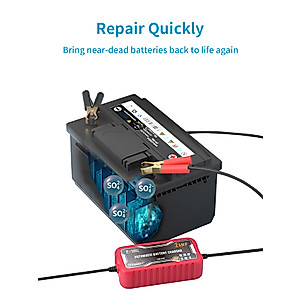 [2-Pack] FOVAL 2-Amp Car Battery Charger, 6V and 12V Portable Automatic Smart Charger, Battery Maintainer, Trickle Charger and Battery Desulfator for Car Lawn Mower Motorcycle Boat Lead Acid Batteries