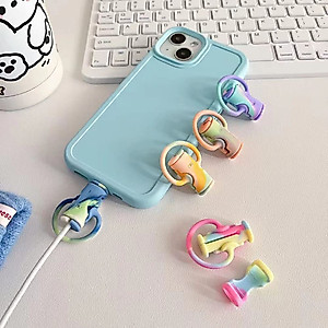 RJDJ 2 in 1 Data Cable Protector Cover, Cute Cable Winder Protection Tool, Cartoon Charger Cable Protector, USB Charger Cable Saver for Most Cellphone Data Lines (10PC-1set)