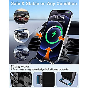 Wireless Car Charger, BelPel 15W Qi Fast Charging Auto-Clamping Car Charger Mount, Air Vent Car Charging Phone Holder for iPhone 14/13/12/11 Pro Max Series, Galaxy S22/S21, Clearance