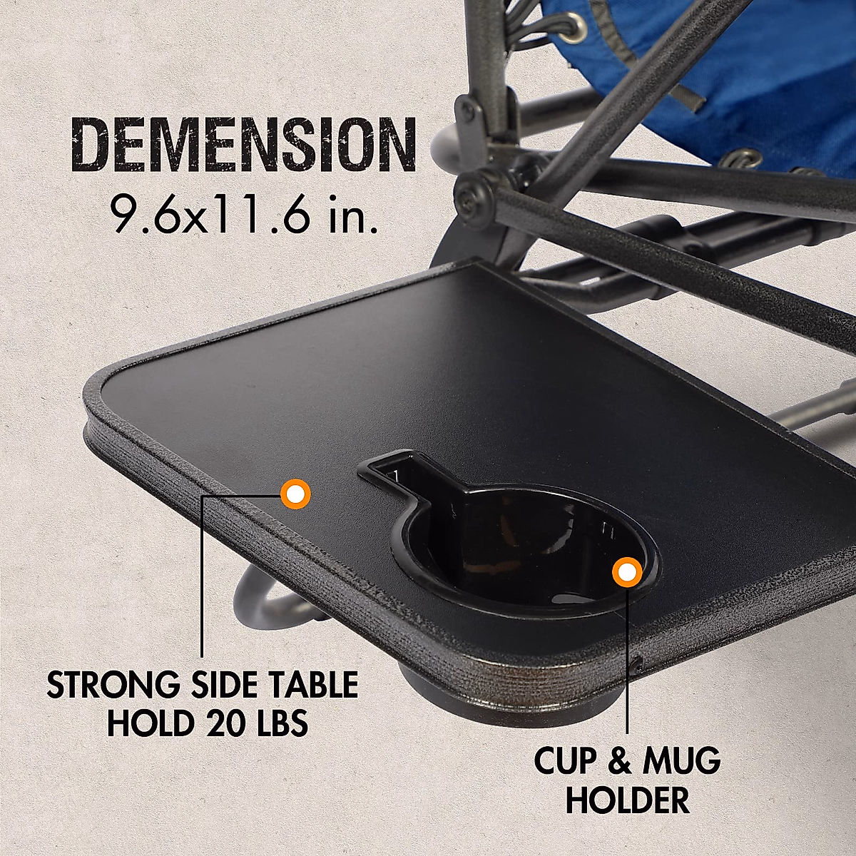 PORTAL Zero Gravity Oversized, Folding Reclining Patio, Full Padded Outdoor Foldable Lounge Chair with Adjustable Headrest, Support 350 LBS, Blue