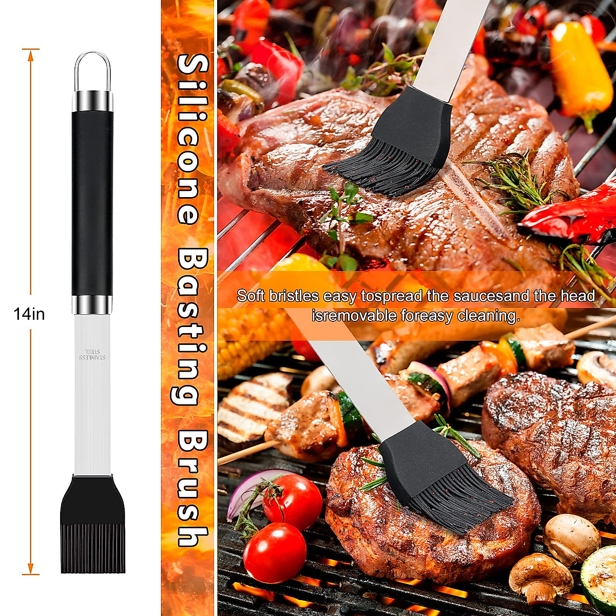 BBQ Tools Grill Tools Set, Stainless Grill Kit Grilling Set - Heavy Duty Premium BBQ Accessories with Portable Bag, with Spatula, Fork, Brush & BBQ Tongs- Perfect Grill Gifts for Men