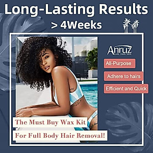 Waxing Kit- Anruz Women Men Wax Kit for Hair Removal - For Sensitive Skin, Eyebrows, Brazilian, Face, Bikini - Home Use Digital Wax Warmer with 5 Bags Hard Wax Beads (17.5 oz. total)