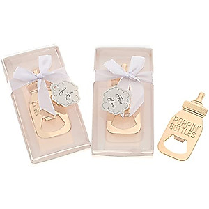 30 Pack Baby Shower and Gender Reveal Bottle Openers Party Favors Souvenirs for Guests with Gift Boxes for Boy and Girl Newborn (White - Baby Bottle, 30)