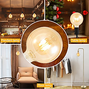 LED Bulbs 60 Watt Equivalent, 2 Pack 6W G125 LED Globe Bulbs, Antique Vintage Light Bulbs Amber, E26 LED Edison Light Bulb, 2700K 800LM Warm White, E26 Standard Base, Non-Dimmable