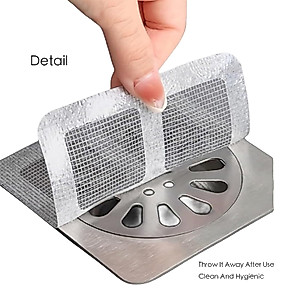 JUNYINUO 4"" X 4"" Disposable Square Shower Drain Hair Catcher, Drain Hair Catcher,Flat Shower Drain Cover Mesh Stickers, Bathroom, Laundry, Bathtub, Kitchen, Sink for Human and Pet Hair 200PCS, Gray