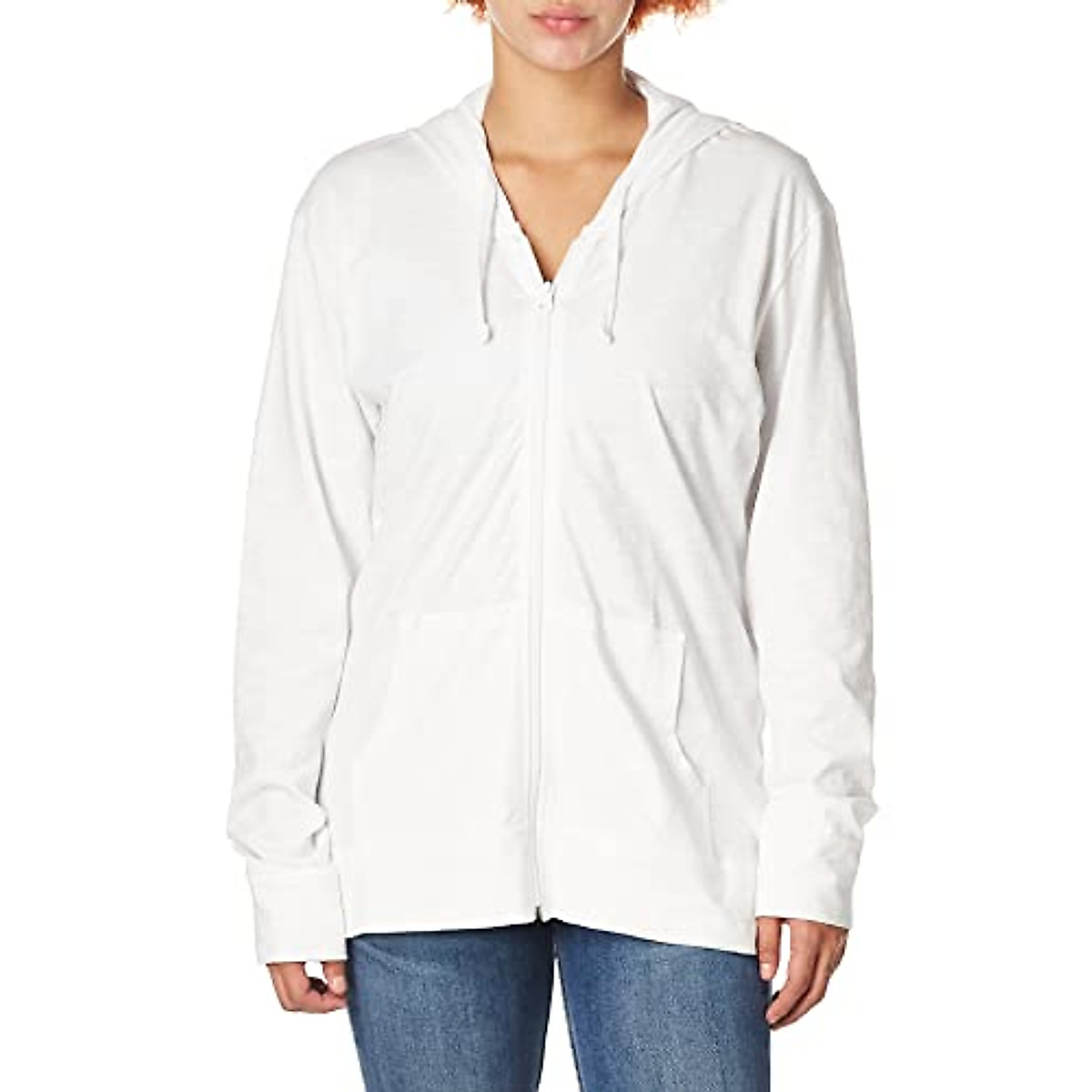 Hanes womens Slub Jersey fashion hoodies, White, Large US