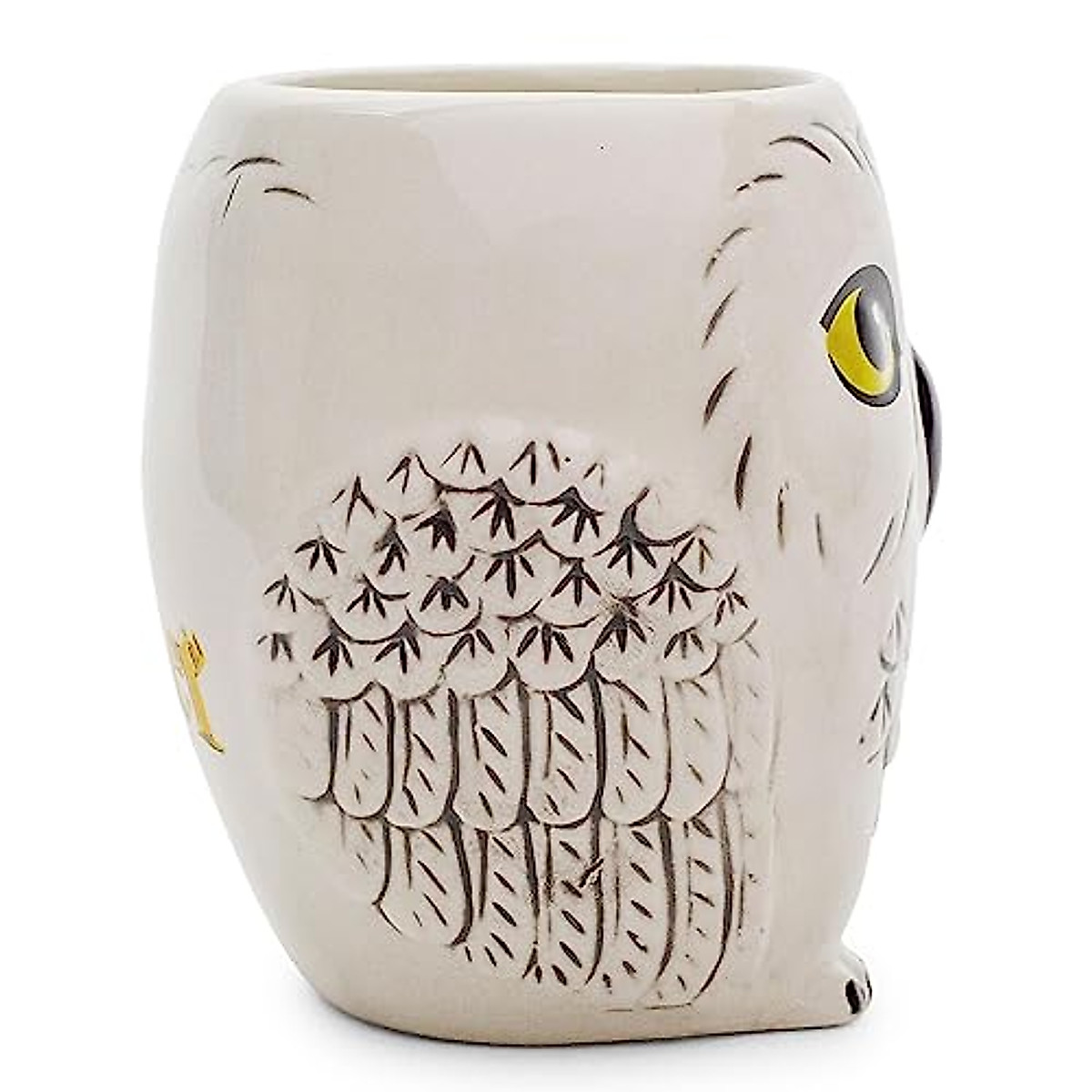 Silver Buffalo Harry Potter Hogwarts House Crest Sculpted Owl Handle Coffee Ceramic Mug, 20 Ounces White
