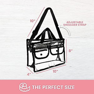 Clear Makeup Organizer Cosmetic Bag 10 inch x 7 inch x 4 inch, Sturdy Zipper and 4 External Pockets with Adjustable Strap