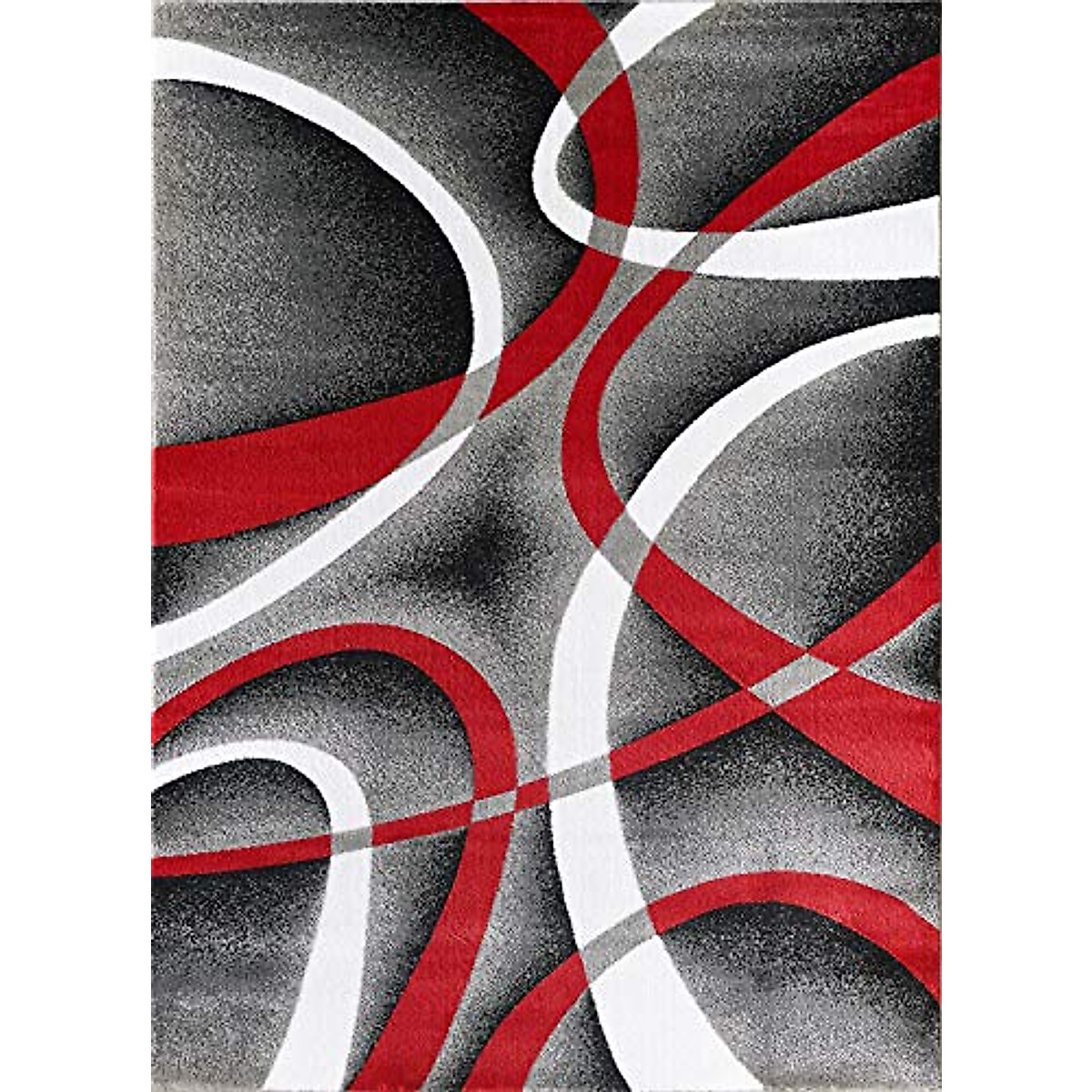 GLORY RUGS Modern Area Rug 8x10 Red Swirls Carpet Bedroom Living Room Contemporary Dining Accent Sevilla Collection 4816A