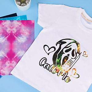 HTVRONT Galaxy Heat Transfer Vinyl - 7 Pack 12x10in Starry Sky Iron on Vinyl for t Shirts, Space Pattern Galaxy HTV Vinyl with 1 Pack Teflon Sheet, DIY Crafts