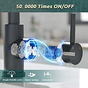 APPASO Black Kitchen Faucet, Modern Kitchen Faucet with Pull Down Sprayer Matte Black, Single-Handle High Arc Gooseneck Modern Kitchen Sink Faucet with Deck Plate