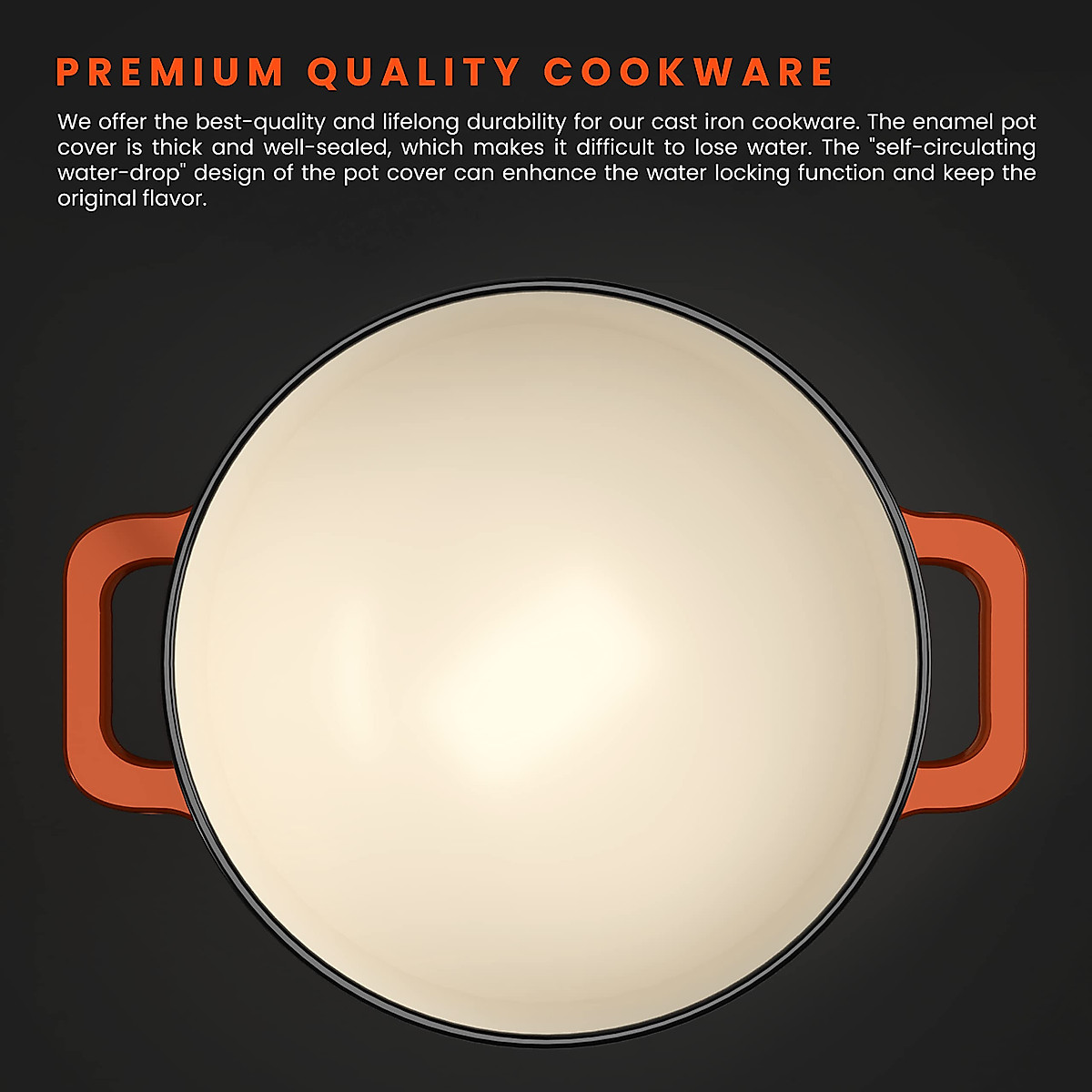 WIN4HOME 6-Quart Enamel Dutch Oven - Non-Stick Cast Iron Pot with Lid for Braising, Stewing, Boiling, Bread Baking - Heat Safe up to 500°F - Multiple Colors Available