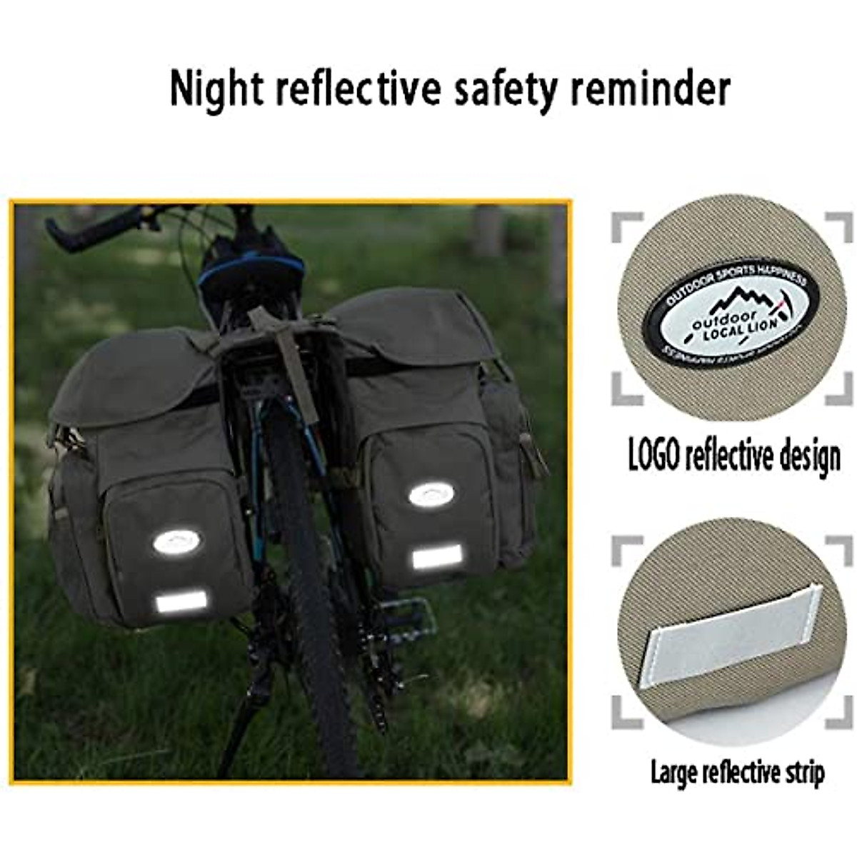 FANWU 50L Bike Panniers Bicycle Commuting Bag Waterproof Saddle Bags with Rain Cover for Bicycle Rear Rack Carrier, Support for Width Less Than 7 inches Bike Rack