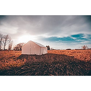 Elk Mountain Tents Outdoor Large Canvas Waterproof Wall Tent And Angle Kit With Screened Windows And Stove Pip Jack for 6 person tent, Best for Family Camping and Hunting Trip - 13x13 - Standard Model