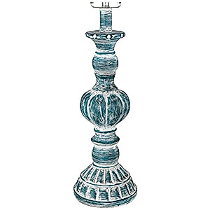 Regency Hill Tanya Rustic Traditional Table Lamps Set of 2 26 1/2" High Blue Washed Oyster Shirred Fabric Drum Shade for Bedroom Living Family Room Bedside Nightstand House Home Office