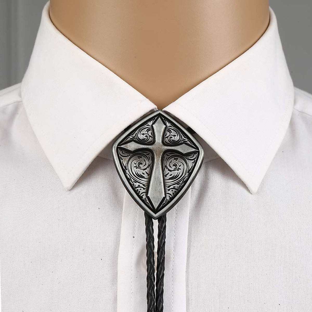 QQA Western Cowboy Bolo Tie for Men Vintage Eagle Shield Star Pattern Necklace Bolo Tie for Men Women