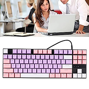 Dilwe Mechanical Gaming Keyboard,RGB 26 Backlit USB Wired Keyboard,Waterproof PC Keyboard,Portable 87 Key Ergonomic Mechanical Gaming Keyboard,Wired Computer Keyboard for Windows (Pink