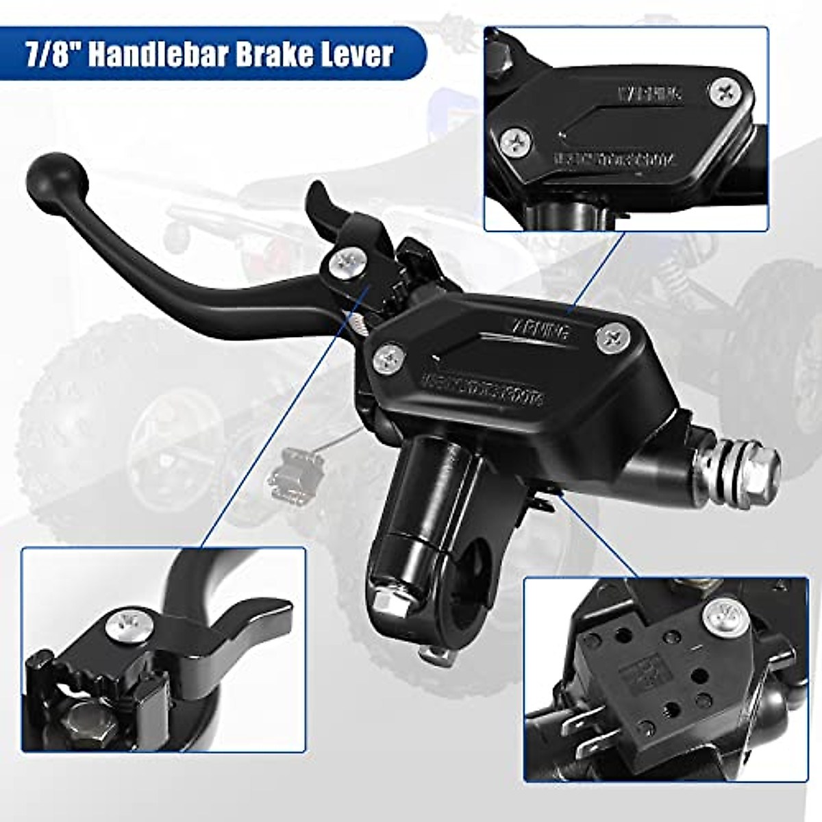 AUTOBABA Disc Brake Master Cylinder Caliper with 7/8" Handlebar Brake Lever Assembly Compatible wtih Taotao Roketa Sunl ATV Coolster NST Dune Buggy 50cc 70cc 90cc 110cc 125cc Sport Quad 4 Wheeler ATV